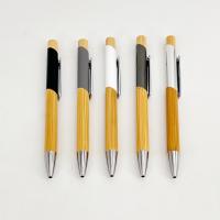 China Environmental Multi Color Press Type Bamboo Ball Pen Printing Logo Click Ballpoint Pen for sale