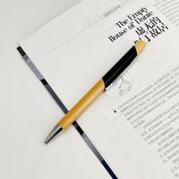 China Environmental Multi Color Press Type Bamboo Ball Pen Printing Logo Click Ballpoint Pen for sale