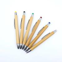 China 2 in 1 Colorful Bamboo Wood Ballpoint Pen Touch Screen Promotional Ball Pen for sale