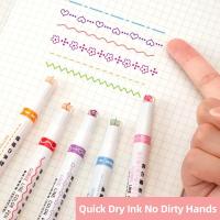 China Colorful Pattern Shape Linear Curve Highlighter Pens For Handbook Journals Notes for sale