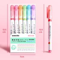 China Colorful Pattern Shape Linear Curve Highlighter Pens For Handbook Journals Notes for sale