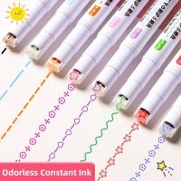 China Colorful Pattern Shape Linear Curve Highlighter Pens For Handbook Journals Notes for sale