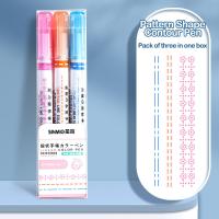 China Colorful Pattern Shape Linear Curve Highlighter Pens For Handbook Journals Notes for sale