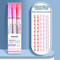 China Colorful Pattern Shape Linear Curve Highlighter Pens For Handbook Journals Notes for sale