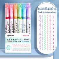China Colorful Pattern Shape Linear Curve Highlighter Pens For Handbook Journals Notes for sale