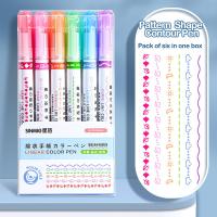 China Colorful Pattern Shape Linear Curve Highlighter Pens For Handbook Journals Notes for sale