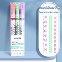 China Colorful Pattern Shape Linear Curve Highlighter Pens For Handbook Journals Notes for sale
