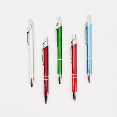 China School Stationery Colorful Press Metal Ball Pen 1.0mm Silver Clip Portable Pen Print Logo for sale