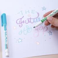 China Student Plastic Double Line Contour Pen Graffiti Handbooks Multi Color Highlighter Pen for sale