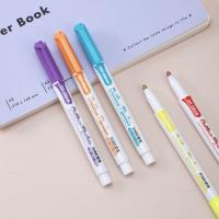 China Student Plastic Double Line Contour Pen Graffiti Handbooks Multi Color Highlighter Pen for sale