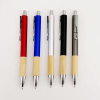 China Eco-Friendly Bamboo Grip Ballpoint Pen Press Metal Ball Pen For Writing Exams for sale