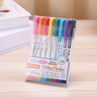 China Student Plastic Double Line Contour Pen Graffiti Handbooks Multi Color Highlighter Pen for sale