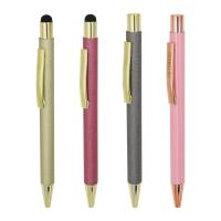 China Glitter Press Style Ball Pen Touch Screen Metal Patterned Paint Ballpoint Pen for sale