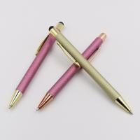 China Glitter Press Style Ball Pen Touch Screen Metal Patterned Paint Ballpoint Pen for sale