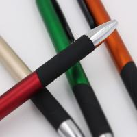 China Classic Aluminum Ballpoint Pen Colorful Spray Paint Soft Pen Grip Black Clip Office Pen for sale