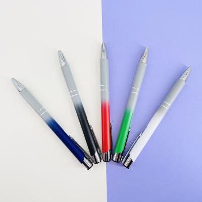 China New Gradient Color Metal Barrel Ballpoint Pen 1.0mm Aluminum Gift Ball Pen for sale