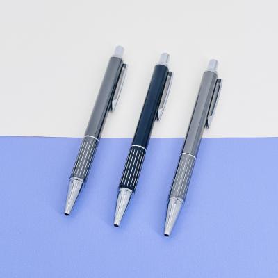 China Office Stationery Aluminum Press Ballpoint Pen 1.0mm Fluent Writing Custom Logo Ball Pen for sale