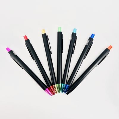 China School Stationery Simple Aluminum Press Type Ballpoint Pen Spray Painting Logo Pen for sale