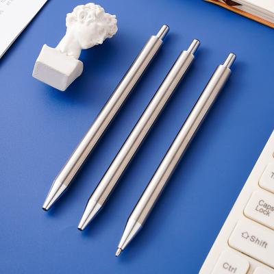 China High Quality All Steel Press Ballpoint Pen Durable Simple Style Metal Barrel Ball Pen for sale