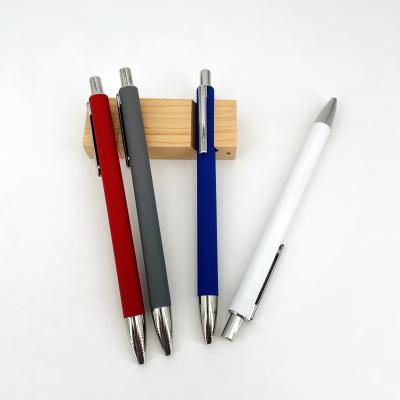 China Aluminum Barrel Soft Coating Soft Touch Press Ballpoint Pen School Stationary for sale