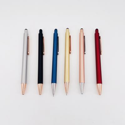 China Luxury Texture Matte Ball Pen Aluminum Barrel Touch Screen Press-Type Ballpoint Pen for sale