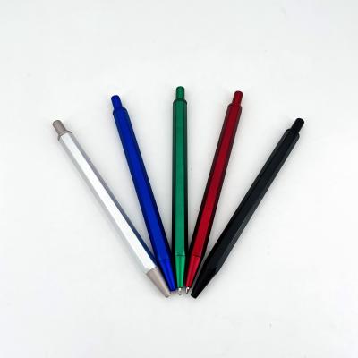China Classic Design Retractable Ball Pen Hexagonal Barrel Aluminum Press Ballpoint Pen for sale
