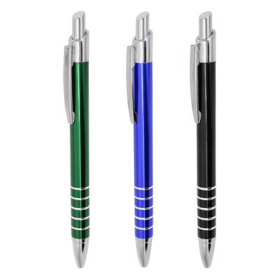 China Office School Metal Barrel Ballpoint Pen 1.0mm Classic Aluminum Retractable Ball Pen for sale
