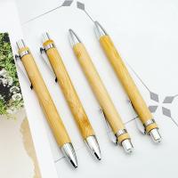 China Environmental Bamboo Ball Pen 1.0mm Natural Color Retractable Ballpoint Pen for sale