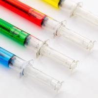 China Creative Syringe Style Ballpoint Pen Colorful Oil Filling Plastic Ball Pen for sale