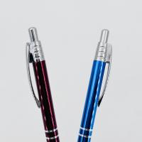 China Classical Aluminum Anti Slip Pressing Ballpoint Pen With Printing logos for sale
