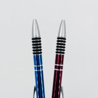 China Classical Aluminum Anti Slip Pressing Ballpoint Pen With Printing logos for sale