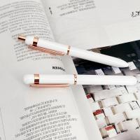 China High End Metal Smooth Writing Roller Pen With White Rose Gold Comfortable Holder for sale