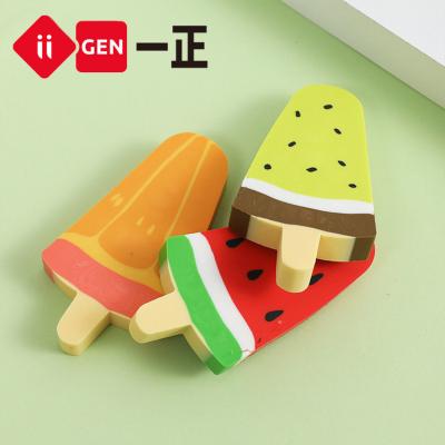 China School Stationery Fruit Popsicle Shape Eraser Cute Rubber for Students Using for sale