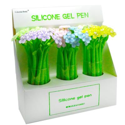 China Promotion Creative Acrylic Crystal Daisy Flower Silicone Neutral Pen For Gift for sale