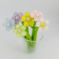 China Promotion Creative Acrylic Crystal Daisy Flower Silicone Neutral Pen For Gift for sale