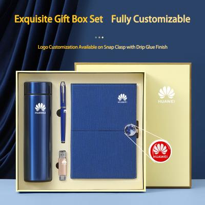 China High End Minimalist Leather Notebook Set With Smart Insulated Tumbler Metal U Disk for sale