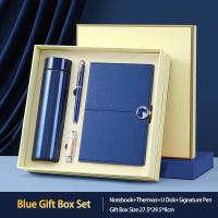 China High End Minimalist Leather Notebook Set With Smart Insulated Tumbler Metal U Disk for sale
