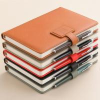 China High End PU Leather Notebook Journal Set With Match Pen Brass Bookmarks for sale