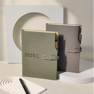 China Enterprise Customizable A5 PU Leather Business Notebook Yearly Planner With Month Tab for sale