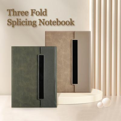 China Triple Fold Splicing Notebook Metal Bookmark Customization Work Conference Notebook for sale