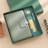 China High End PU Leather Notebook Journal Set With Match Pen Brass Bookmarks for sale