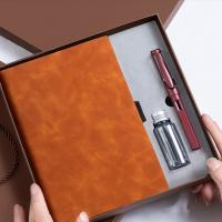 China Custom Logo Soft PU Leather Notebook Gift Set Box For Business Corporate Meeting for sale