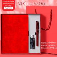 China Custom Logo Soft PU Leather Notebook Gift Set Box For Business Corporate Meeting for sale