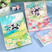China Kawaii Panda Notebook Gift Box Journal Set With Notebook Pen Handheld Fan Thermos for sale