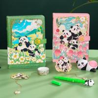 China Kawaii Panda Notebook Gift Box Journal Set With Notebook Pen Handheld Fan Thermos for sale