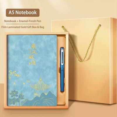 China Custom Logo Business Gift Box Wholesale China Chic A5 Notebook Pen Bookmark Set for sale