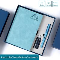 China Custom Logo Soft PU Leather Notebook Gift Set Box For Business Corporate Meeting for sale
