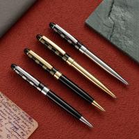 China Grid Pattern Metal Ball Pen 1.0mm Black Ink Customizable for sale