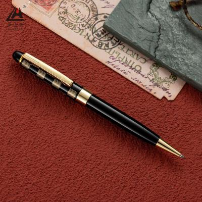 China Grid Pattern Metal Ball Pen 1.0mm Black Ink Customizable for sale