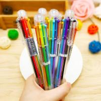 China Six-Color Bullet Tip Pens 0.7mm Refill See-through Ball Pens for Journal Kids for sale